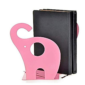Leoyoubei Steel Book Racks Cute Elephant Art bookends Desk Accessories & Workspace Organizers, Kids Bedroom Or playroom, Office or Gift -Small Books,Book Organizer Non-Slip 1 Pairs Pink