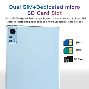 HD Tablet, 5G WiFi 4G Network Calls 100‑240V 8 Core CPU Gaming Tablet IPS Screen Dual Speakers for Student (Blue)
