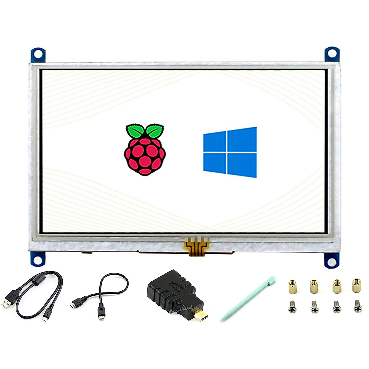 waveshare 5inch HDMI LCD (B) 5" 800×480 Resistive Touch Screen LCD TFT Monitor for Raspberry Pi 4B/3B+/3B/2B/A+/Zero/Zero W/WH, PC Windows 10/8.1/8/7, Driver Free