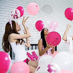Pink and White Balloons, 70pcs White Pink Balloons Hot Pink for Birthday Wedding Party Decorations…