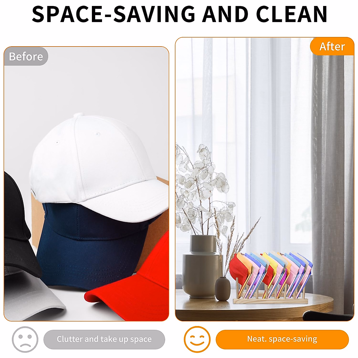 ENROSLU Hat Organizer for Baseball Caps Set of 2 | Hat Holder for up to Baseball Caps | Tabletop Hat Rack Stand Hat Storage Display Baseball Cap Organizer for Desk Closet Shelf Dresser(patents)