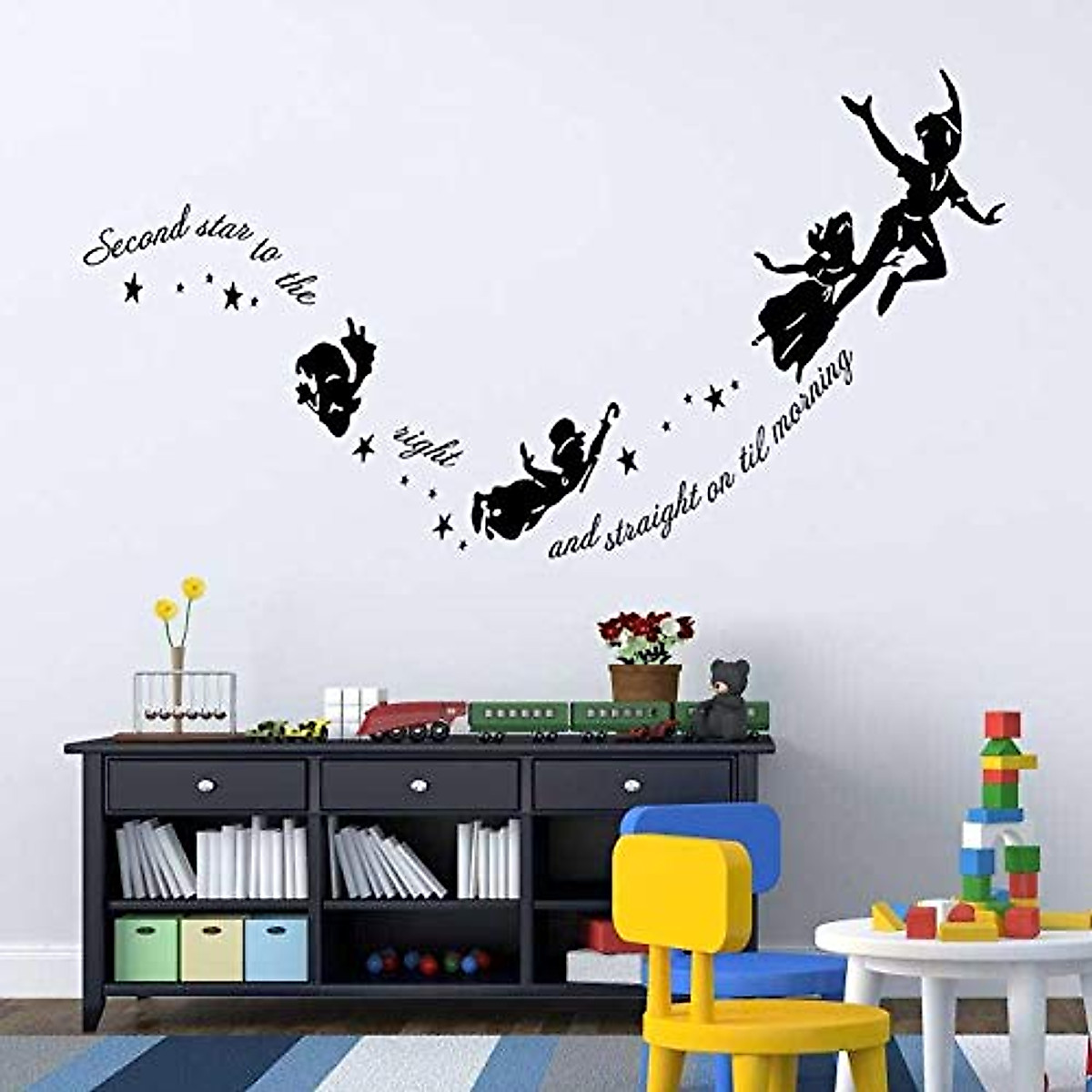 Wallpark Peter Pan Characters Wall Decals Quotes Inspirational Words Removable Wall Sticker, Children Kids Baby Home Room Nursery DIY Decorative Adhesive Art Wall Mural