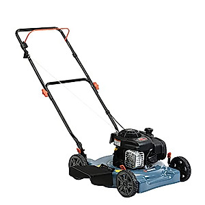 SENIX Gas Lawn Mower, 20-Inch, 125 cc 4-Cycle Briggs & Stratton Engine, Push Lawnmower with Side Discharge, 5-Position Height Adjustment, LSPG-L3, Blue