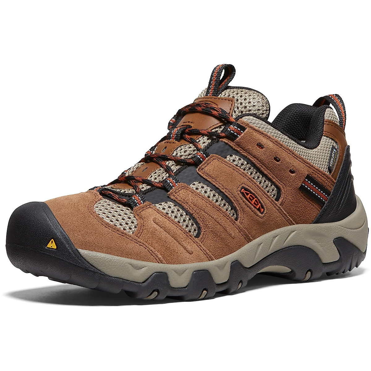 KEEN Men's Headout Low Height Waterproof All Terrain Hiking Shoes, Bison/Fossil Orange, 11