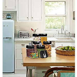 CINEYO Black & White Airtight Food Storage Containers - 7 Piece White Set & 7 Pieces Black Set For Cereal, Flour with Easy Lock Lids Include Labels and Marker