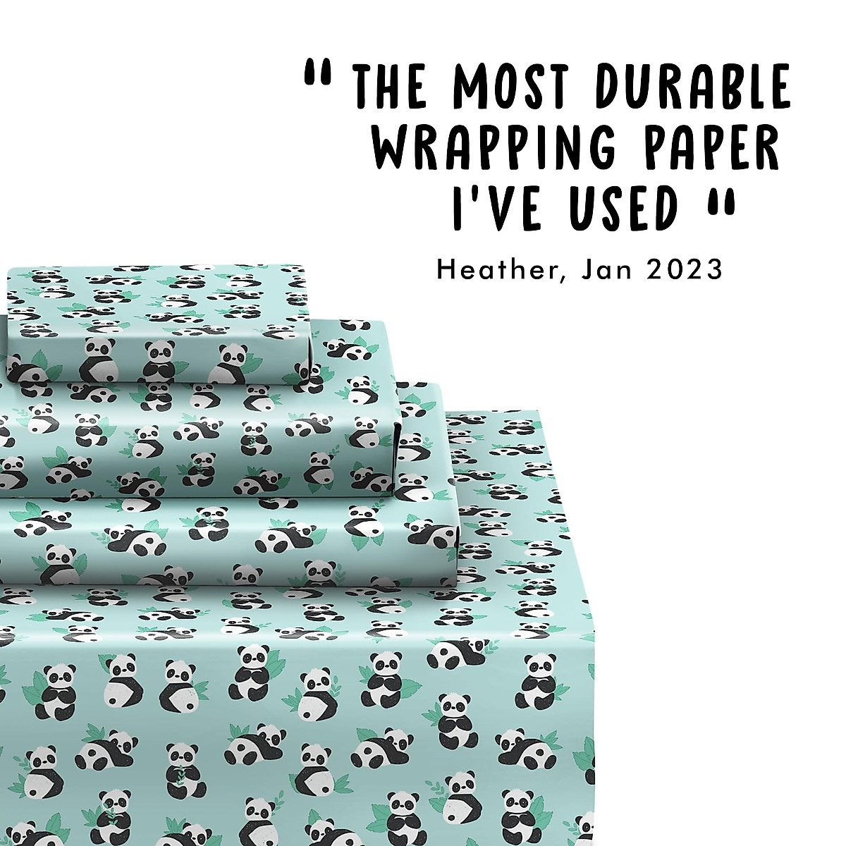 CENTRAL 23 - Green Wrapping Paper - 6 Sheets Gift Wrap - Birthday Pandas - Animals - For Men Women Boys Girls New Baby - Recyclable