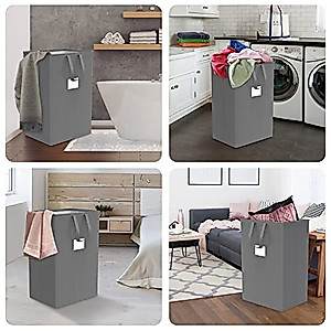 75L Large Laundry Hamper with Handles, Dirty Clothes Hamper for Bedroom Waterproof, Freestanding Tall Laundry Basket Waterproof, Hamper for Bedroom, Bathroom, Dorm, Toys Storage(Grey）