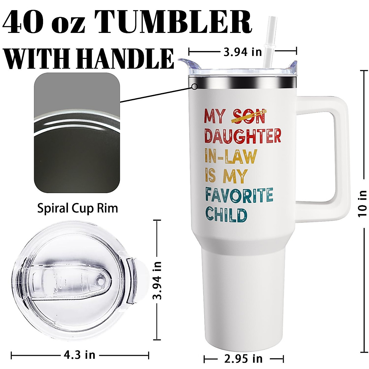 Gifts for Mother/Father In Law from Daughter In Law Funny Mother's/Father's Day Gifts for Mom Christmas Gift for Mother In Law,40 oz Mom/Dad Tumbler with Handle Mother/Father In Law Brithday Gifts