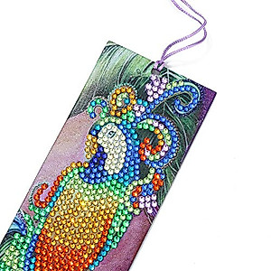 Parrot Diamond Painting Bookmark - pigpigboss 2 Sets Bookmark Diamond Painting Kit Bookmark Diamond Painting with Tassel Parrot Diamond Dots Arts Crafts Kit Bookmark for Adult Kids (21 x 6 cm)