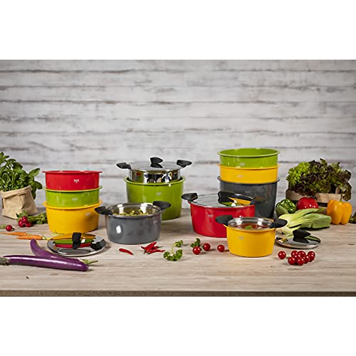 KUHN RIKON Hotpan Serving Casserole Pot, 5 Litre/22 cm, Yellow, Stainless Steel