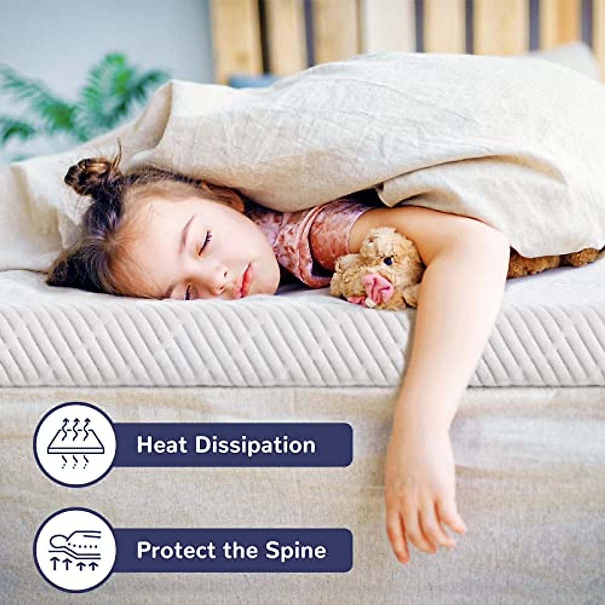 BedStory 3 Inch Queen Size Memory Foam Mattress Topper Firm, Pain-Relief Bed Topper, Enhanced Cooling Pad, Gel Infused High-Density Foam Motion Isolation, Skin-Friendly Cover CertiPUR-US Certified