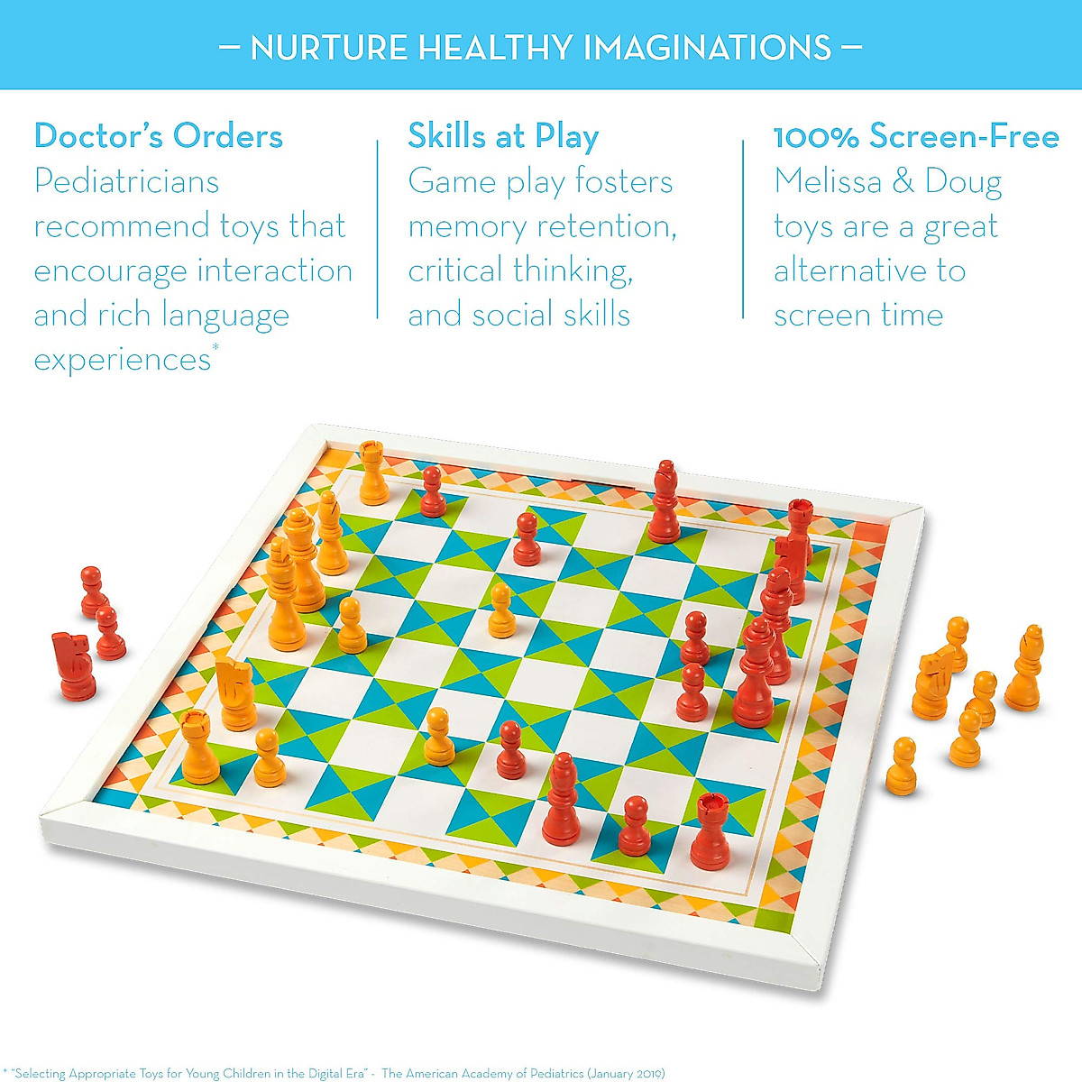 Melissa & Doug Double-Sided Wooden Chess & Pachisi Board Game with 42 Game Pieces (17.5ââ‚¬ W x 17.5ââ‚¬ L x 1.5ââ‚¬ D)