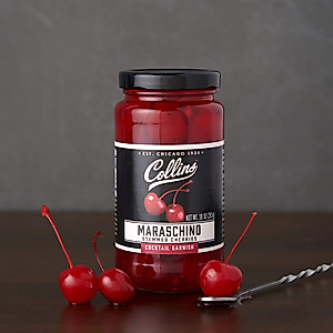 Collins 10 oz Cocktail Cherries, 10 Ounce, Stemmed Garnishes, Black
