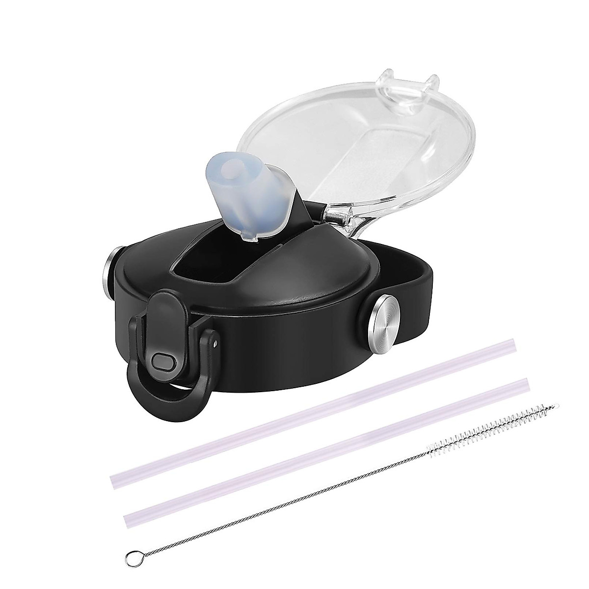 SENDESTAR Straw Lid with Silicone Spout and Locking Lid for Hydroflask Wide Mouth Water Bottle with 12,16,18,20,24,32,40,64 oz, Auto Flip Straw Top Cap Replacement Fits Most Wide Mouth Bottles