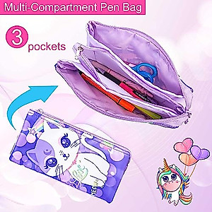 3PCS Cat Backpack for Girls, 16" Sequin Bookbag and Lunch Box for Kids, Water resistant Preschool Backpacks for Elementary Students