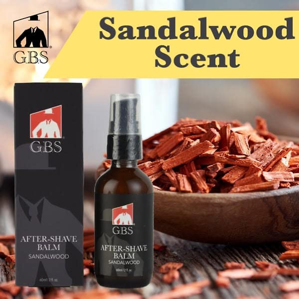 G.B.S Aftershave Balm Sandalwood, for Men - soothes razor burn, redness and irritation