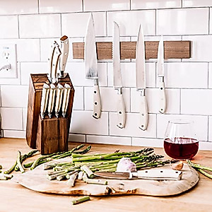 Yatoshi 14 Inch Walnut Magnetic Knife Strip — Multipurpose Use: Knife Holder, Knife Rack, Knife Strip, and Kitchen Utensil or Tool Holder