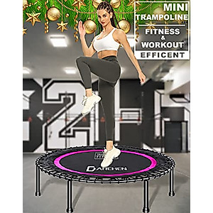 DARCHEN 450 lbs Mini Trampoline for Adults, Indoor Small Rebounder Exercise Trampoline for Workout Fitness, 450 lbs Max-Load Bungees for Quiet and Safely Cushioned Bounce, 40 Inch Gym Trampoline