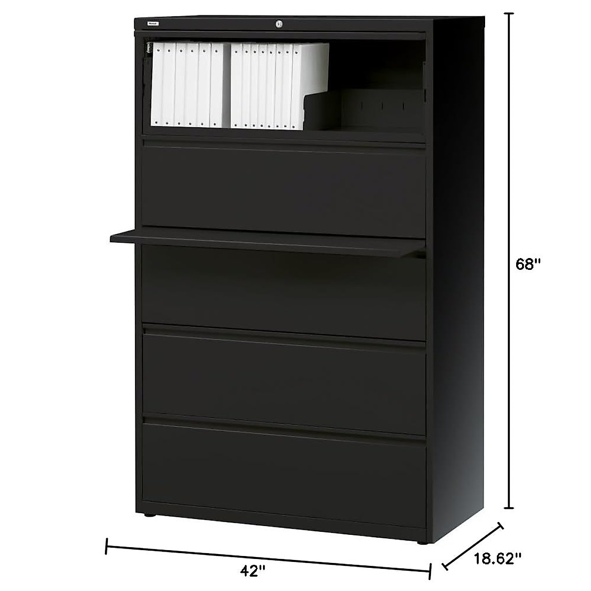 Lorell 60550 Lateral File,5-Drawer,42-Inch x18-5/8-Inch x67-5/8-Inch,Black