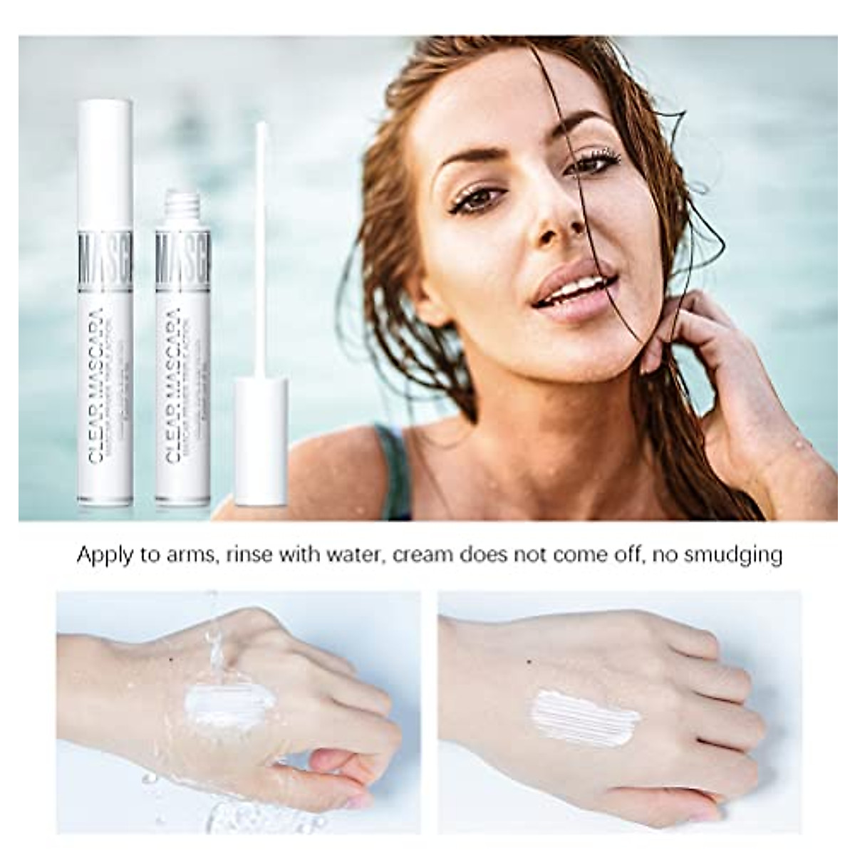 WALULAN Eyelash Lash Primer Waterproof and Sweatproof Natural Lash Defining Mascara White Volume and Length Clear Primer Mascara