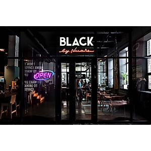 iKefe 24 x 12 Inch 16 Colors Gradient Running Effect LED Open Lights, LED Neon Light Up Open Sign with Remote Timer, Large Lighted Signage Sign for Business Hours, Shop, Nail, Hair Salon (Blue Base)