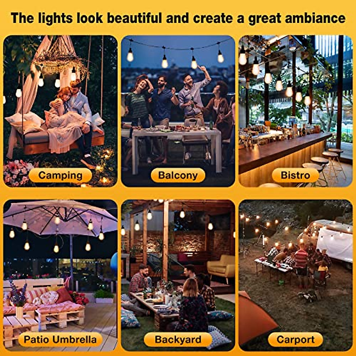 MERRIMAX M Patio Umbrella Lights, Outdoor Waterproof Bright 200 Lumens Canopy Hanging String Lights with LED S14 Bulbs Path Lights for Gazebo Porch Backyard Cafe Lighting & Decor