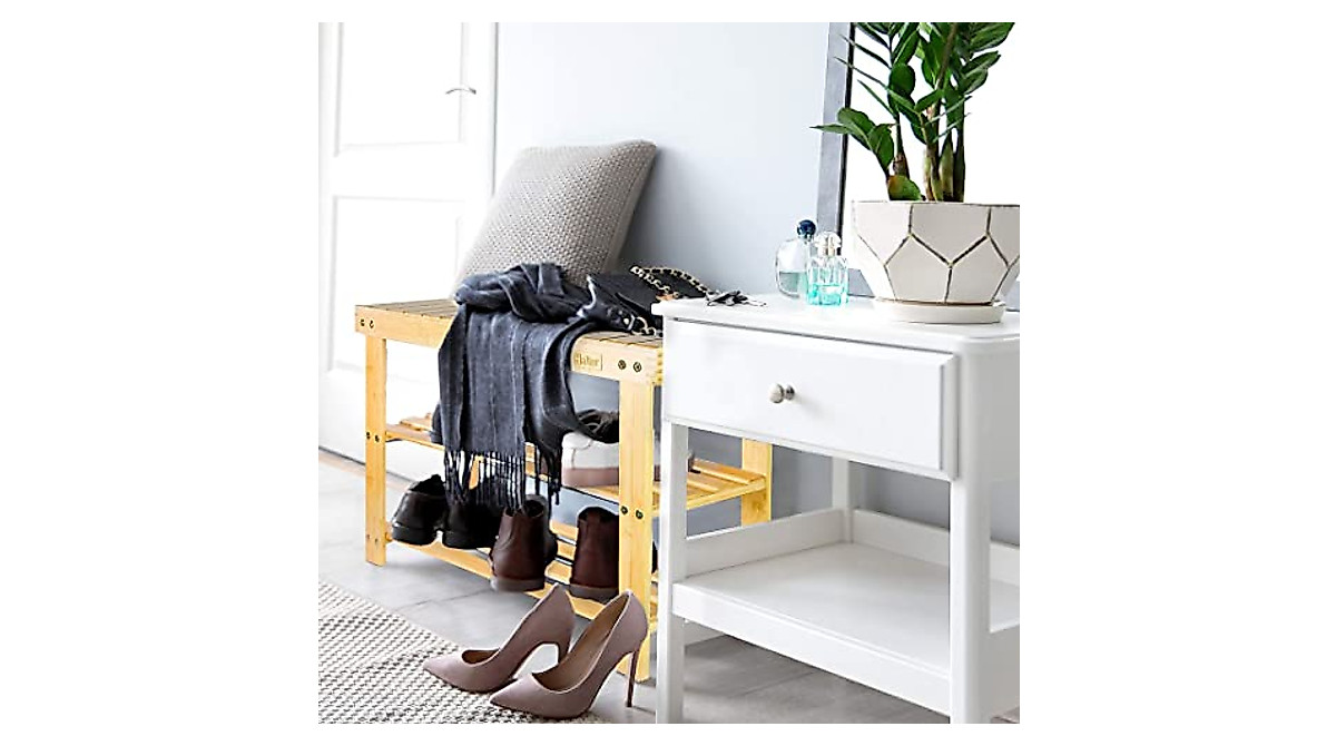 Halter 3-Tier Bamboo Shoe Rack Bench - Stylish, Durable & Multi-Purpose