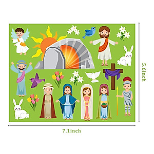 WATINC 40 Sheet Make a He Lives Scene Stickers for Easter Party Supplies, Easter Jesus Resurrection Stickers Birthday Party Game, Easter Religious Education Party Classroom Activity Gifts
