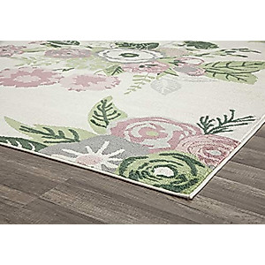 Rugs America Hanna VA40A Rose Garden Cream Floral Transitional Area Rug, 5'x7'