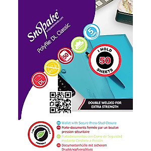 Snopake DL Polyfile Popper Wallet with Press Stud Closure – Classic Assorted [Pack of 5] Ref: 10070