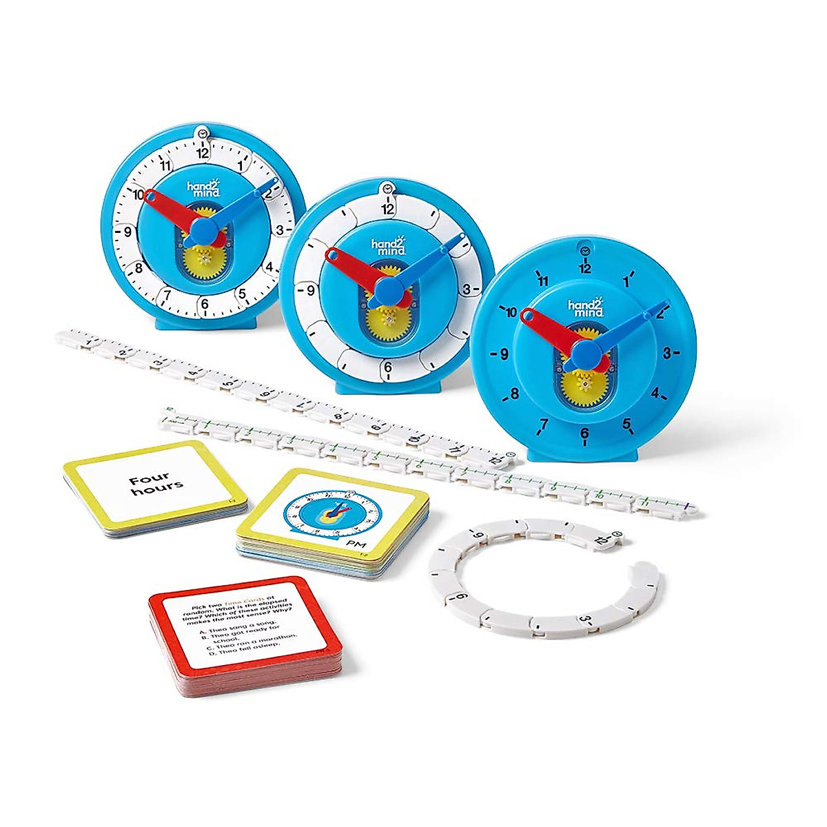 Learning Resources Learning Intervals of Time Centre Kit 16 Games and Activities, NumberLine Clock for Kids Learning To Tell Time, Math Manipulatives for Telling Time, Analogue Clock (1 Pack)