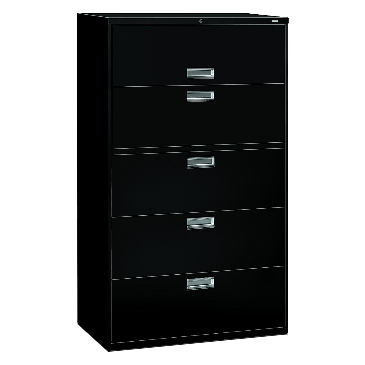 HON 5-Drawer Filing Cabinet - 600 Series Lateral or Legal Filing Cabinet, 42w by 19-1/4d, 5-Drawer, Black (H695)