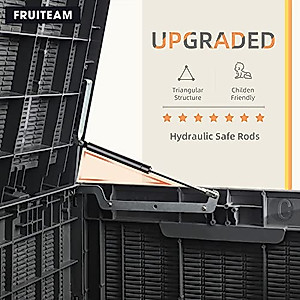 FRUITEAM 100 Gallon Patio Deck Box Outdoor Storage Box with Soft Cushion, Lockable Resin Storage Bin Weather Resistant for Patio Furniture Pillows, Pool Toys, Garden Tools