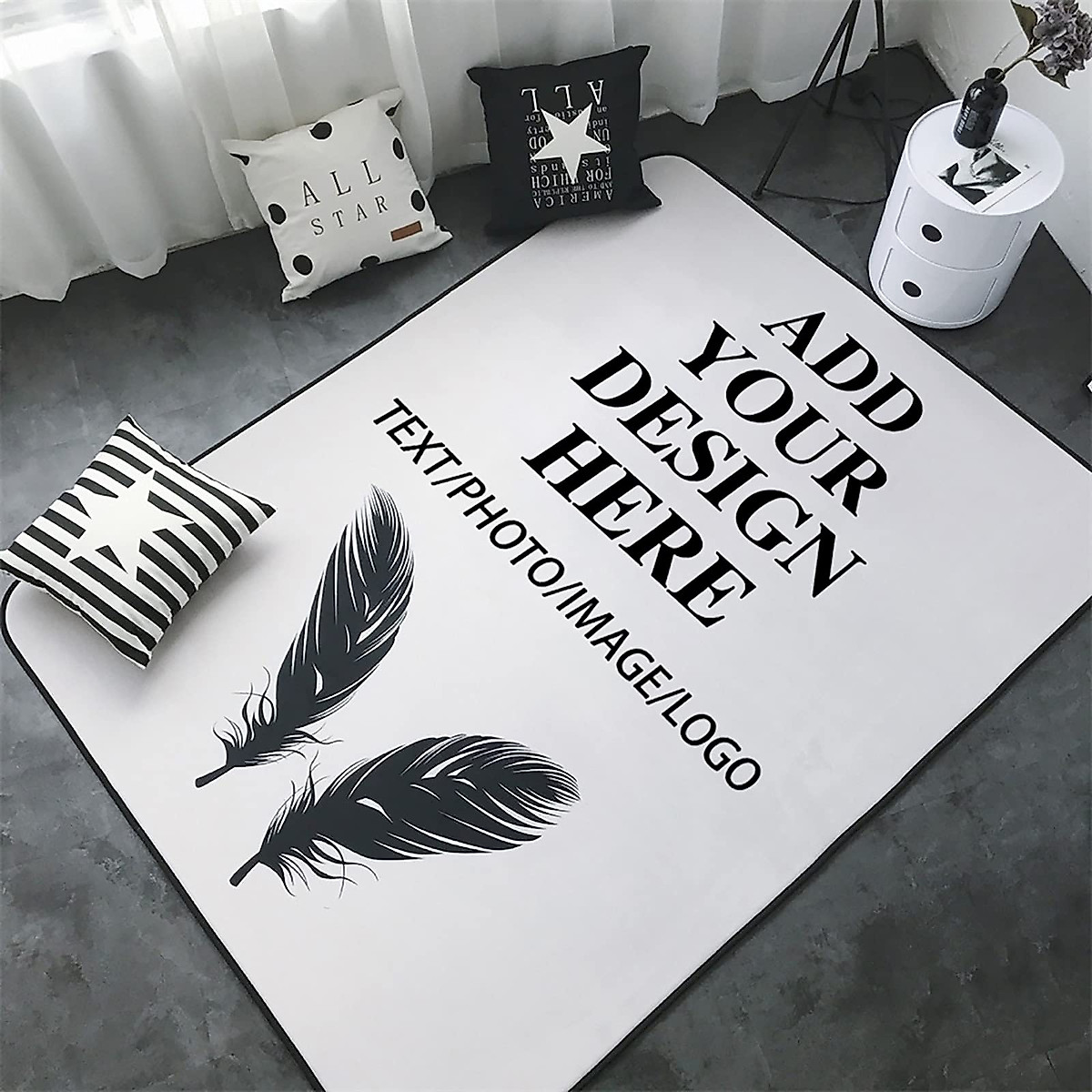 Custom Area Rug Personalized Carpet 60 x 39 inch Design Your Own Text Logo Image Door Mat for Home Decor Bedroom Garden Entry (Style 1, 60x39in)