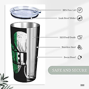 VKKOEWL Ireland Shamrock Flag Stainless Steel Insulated Tumbler 20 Oz Travel Water Bottle Coffee Mug Drink Cup With Lid Straw