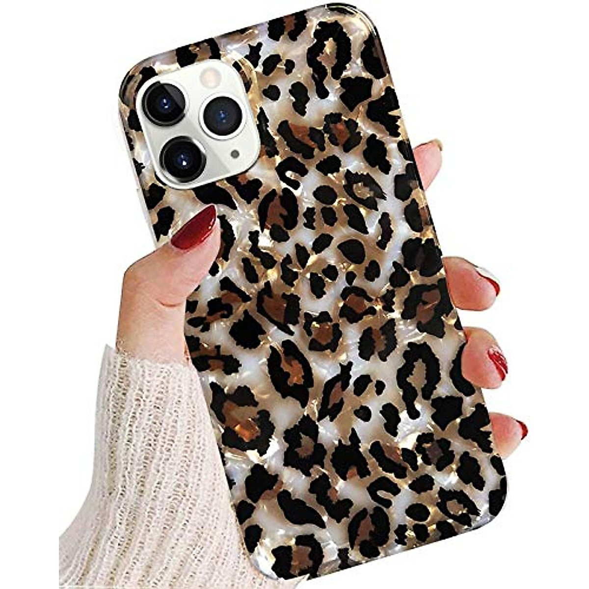 J.west iPhone 11 Pro Max Case Leopard for Women Girls,Cute Sparkle Translucent Clear Stylish Cheetah Pattern Design Slim Soft TPU Silicone Protective Phone Case Cover for iPhone 11 Pro Max 6.5" Bling