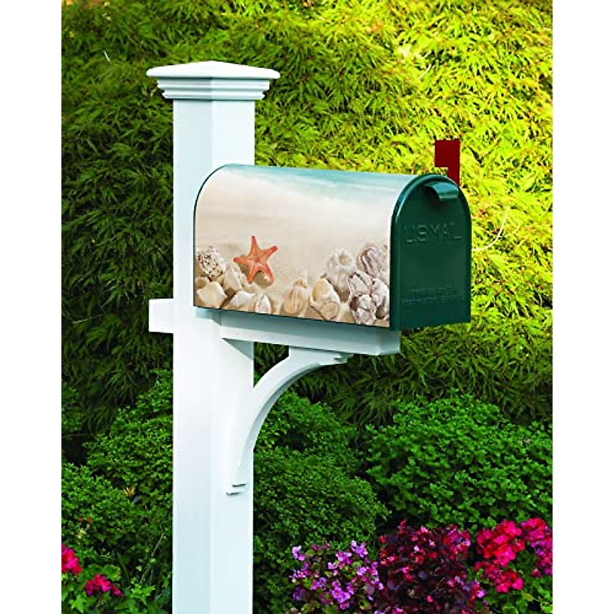 Starfish Beach Mailbox Covers Magnetic Standard Size Coastal Conch Sea Shells Wave Seaside Ocean Waterproof Mailbox Wrap Post Letter Box Cover for Garden Yard Outdoor Decorations 21x18 Inch