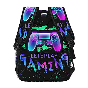 Gamepad Backpack Gamer Casual Travel Daypack Capacity Student Bookbag For Kids Teens Adults Water Resistant Durable Backpack