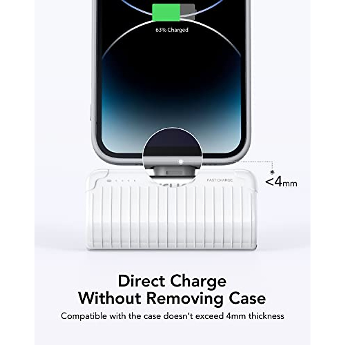 Small Portable Charger For iPhone,VRURC 5000mAh Power Bank Fast Charging,PD 20W Lipstick-sized Phone Charger Compatible With iPhone 14/14 Plus/Pro/Max/13/13 Pro/13 Pro Max/12/12 Pro/12 Pro Max/X-White