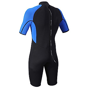 Lemorecn Wetsuits Adult's Premium Neoprene Diving Suit 3mm Shorty Jumpsuit (3037blue-XL)