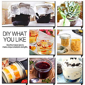 KAMOTA Wide Mouth Mason Jars 8 oz, 8oz Mason Jars Canning Jars Jelly Jars With Wide Mouth Lids and Bands, Ideal for Jam, Honey, Wedding Favors, Shower Favors, 12 PACK