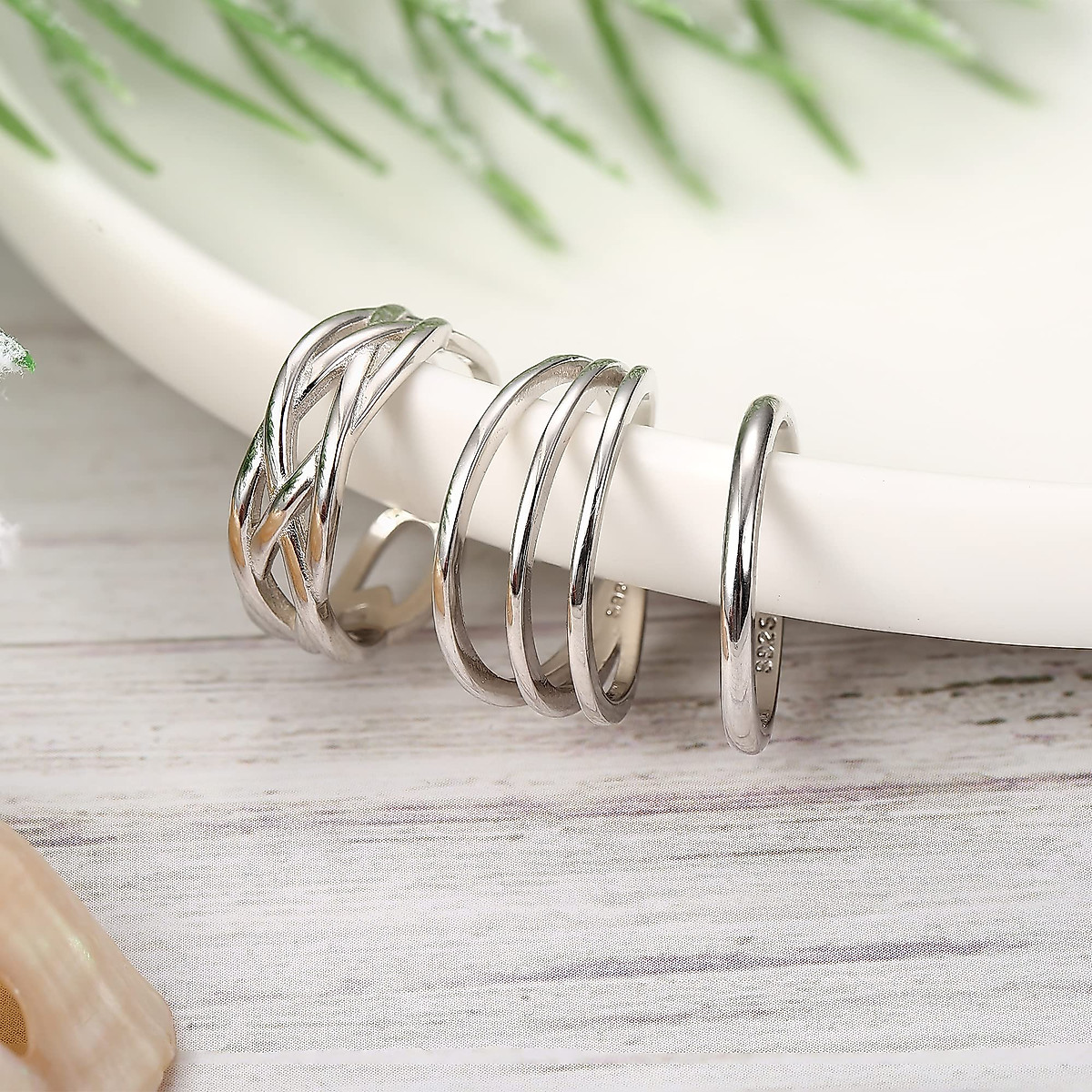 MILACOLATO 3Pcs Sterling Silver Toe Rings for Women 18K White Gold Plated 3 Row Wrap Cuff Celtic Knot Band Toe Rings Hypoallergenic Adjustable Toe Rings Summer Beach Foot Jewelry Set