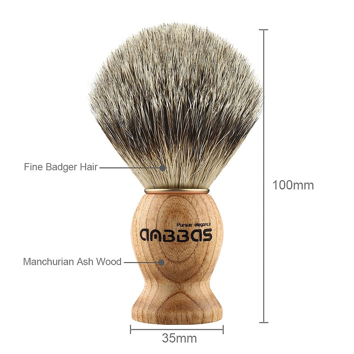 Anbbas Shaving Brush, Handmade Pure Badger Hair Brush with Natural Manchurian Ash Wood Handle for Men Traditional Wet Shaving