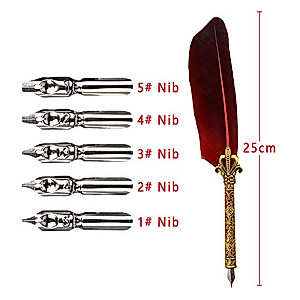 Quill Pen Vintage Feather Pen Calligrapher Pen Set Handmade Quill Feather Dip Pen and Ink Set Feather Calligraphy Writing Quill Pen for Beginners