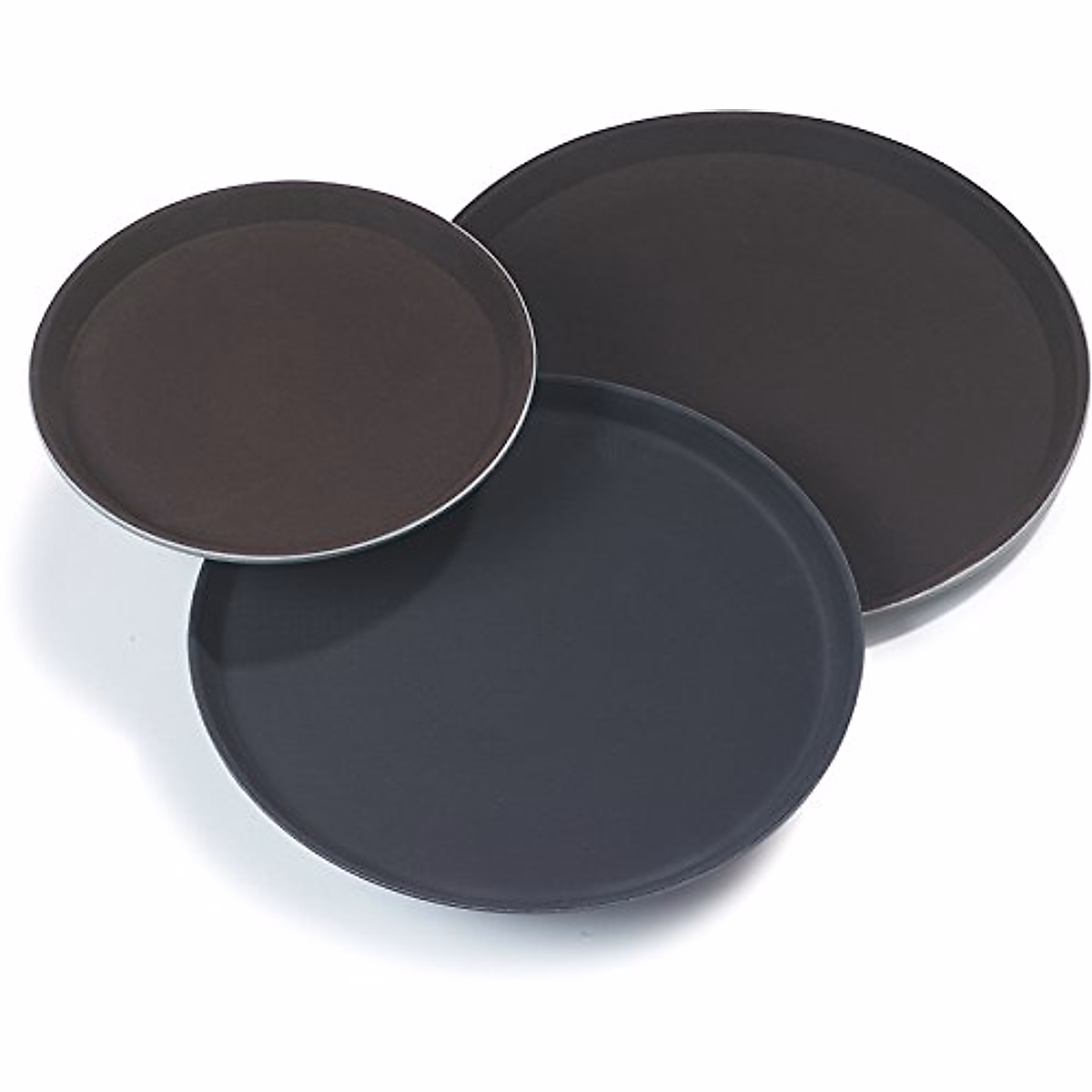 Carlisle FoodService Products CFS 1400GL004 GripLite Rubber Lined Non-Slip Round Serving Tray, 14" Diameter, Black (Pack of 12)