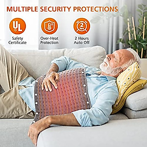 Snailax Heating Pad & Foot Warmer, 17"x33" Electric Large Heating Pads for Back Pain Muscle Pain Relief, Dry & Moist Heat Option, 6 Temperature Settings & Auto Shut Off, Washable, Grey