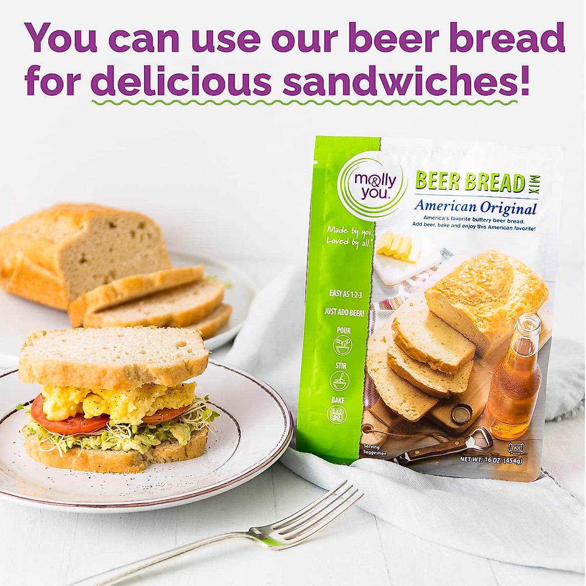 Molly & You Savory Beer Bread Mix Variety Pack (Pack of 3) - A Quick & Easy, Gourmet, Bread Mix, Artisan Bread Kit - No Bread Machine Needed - Just Add Beer or Soda