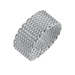 Cutesmile Fashion Beautiful Jewelry New 925 Sterling Silver Mesh Fine Ring Band (8)