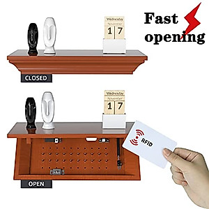 Hidden Compartment Wall Shelf Wood with RFID Lock,Floating Shelves for Walls with Secret Storage Space, 22.5 " X 10.5" X 4" (Dark Wood)
