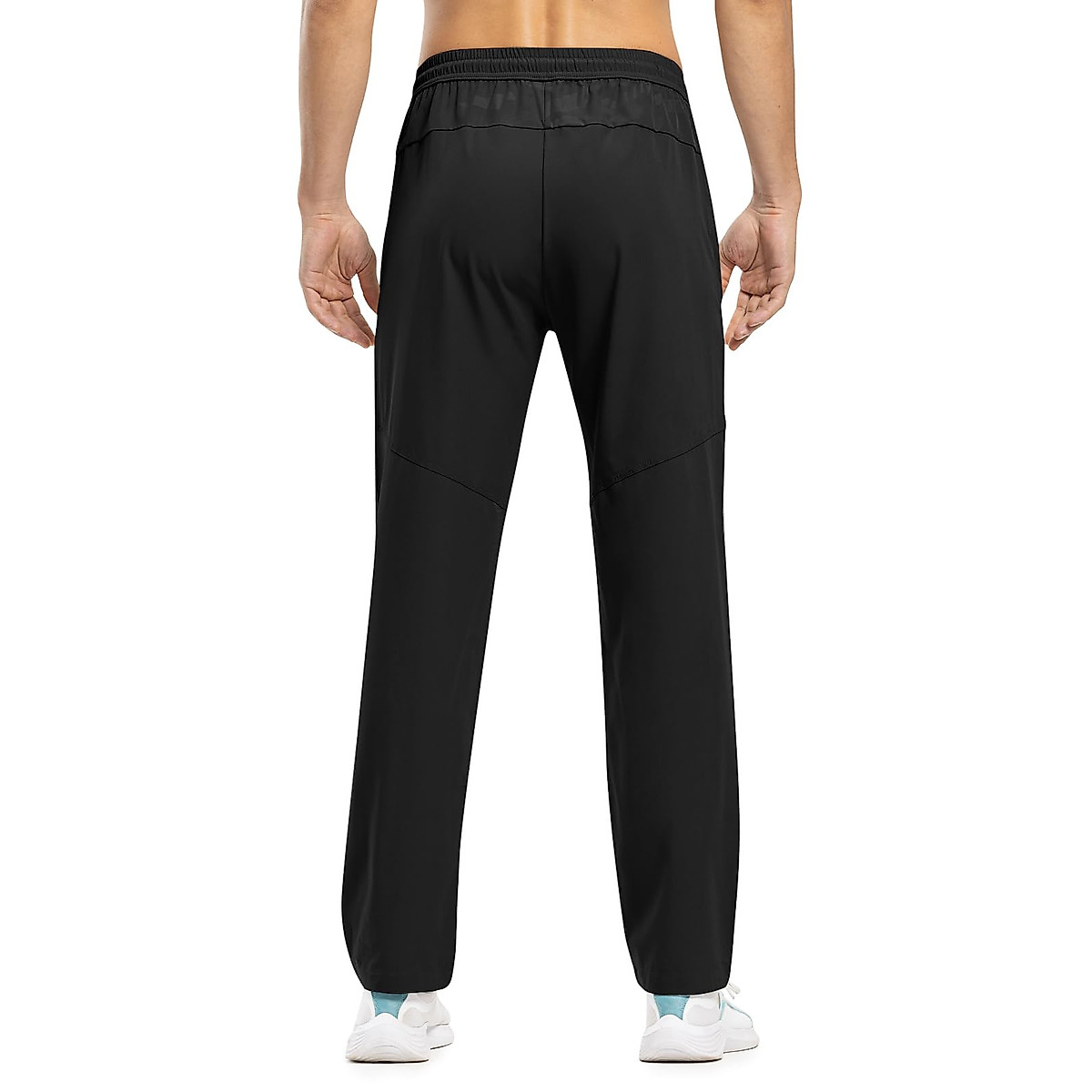 TBMPOY Men's Travel Hiking Pants Lightweight Athletic Pant Quick Dry Windbreaker Fishing Running Active Jogger Black M